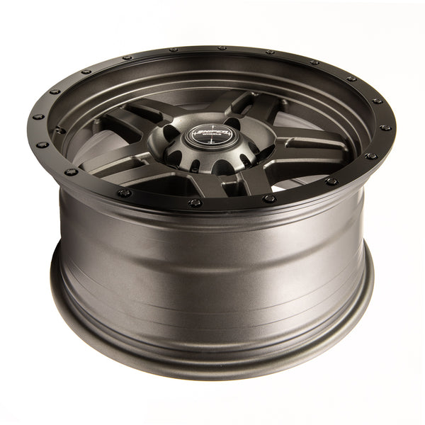 BARACADE Matt Gun Metallic / Black Lip – sniperwheels