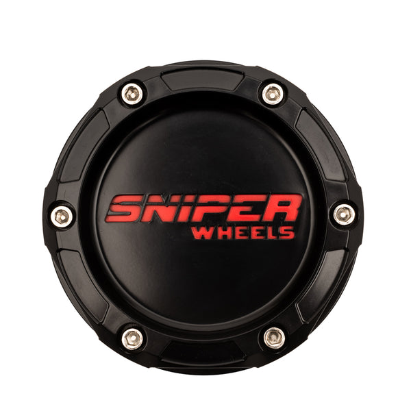 Sniper Wheels Centre Cap Red Lettering – sniperwheels