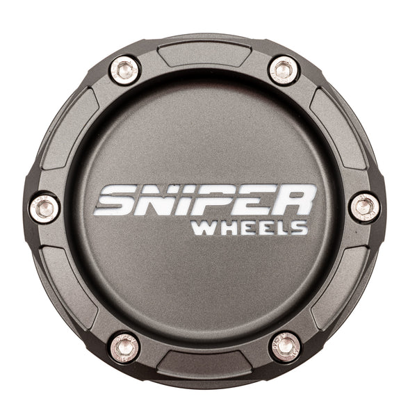 Sniper Wheels Matt Gun Metallic Centre Cap White Lettering – sniperwheels